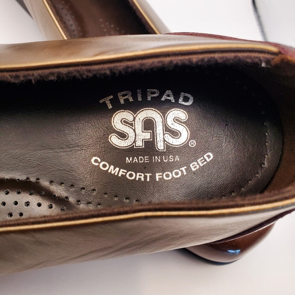 SAS | Shoes | Sas Slipon Browngold Flats Leather Shoes | Poshmark
